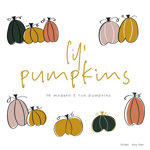 Pumpkins Clip Art Modern Clip Art Boho Halloween Cute - Etsy