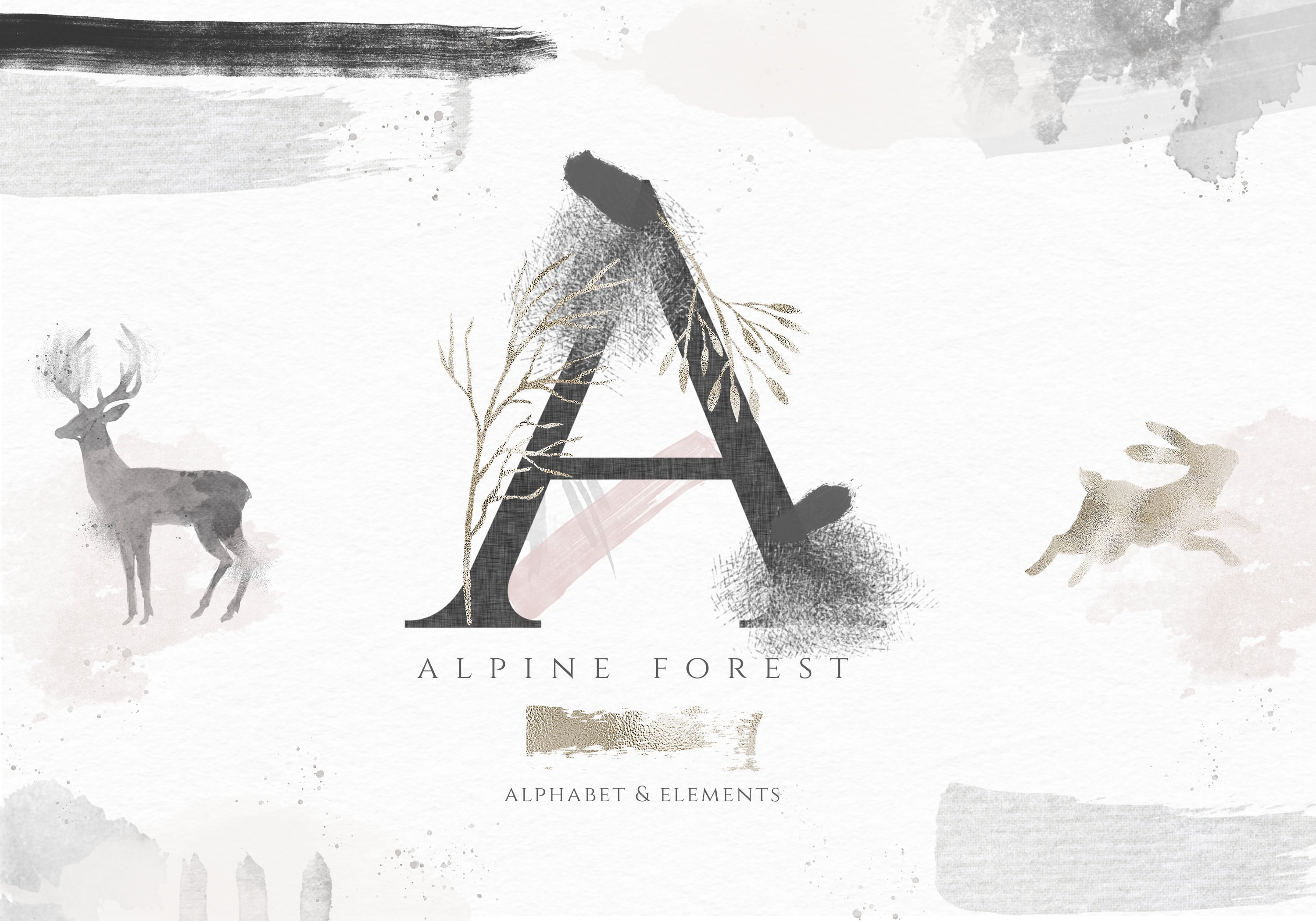 Alpine Forest - Watercolor Alphabet & Animal Elements - Frames ...