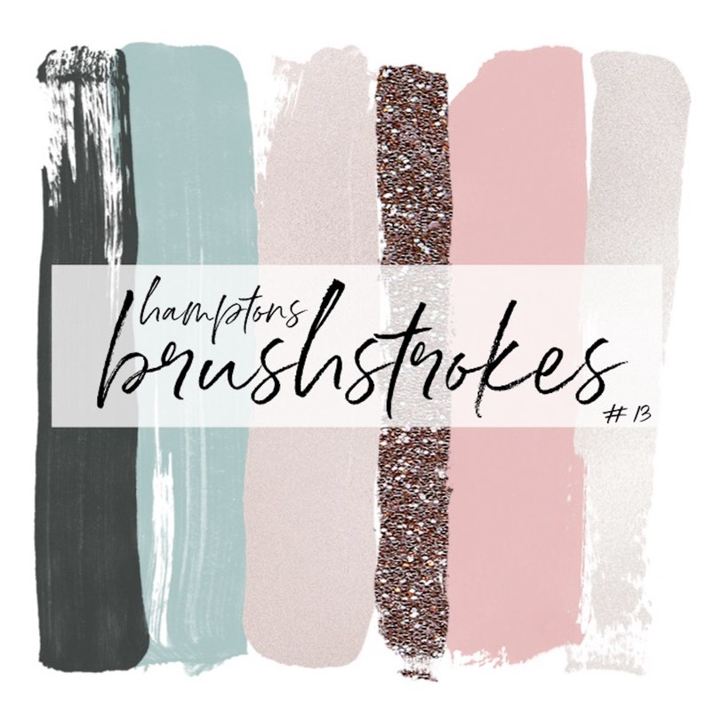 Pink and Slate Grey Brushstrokes Watercolor Clipart | Etsy