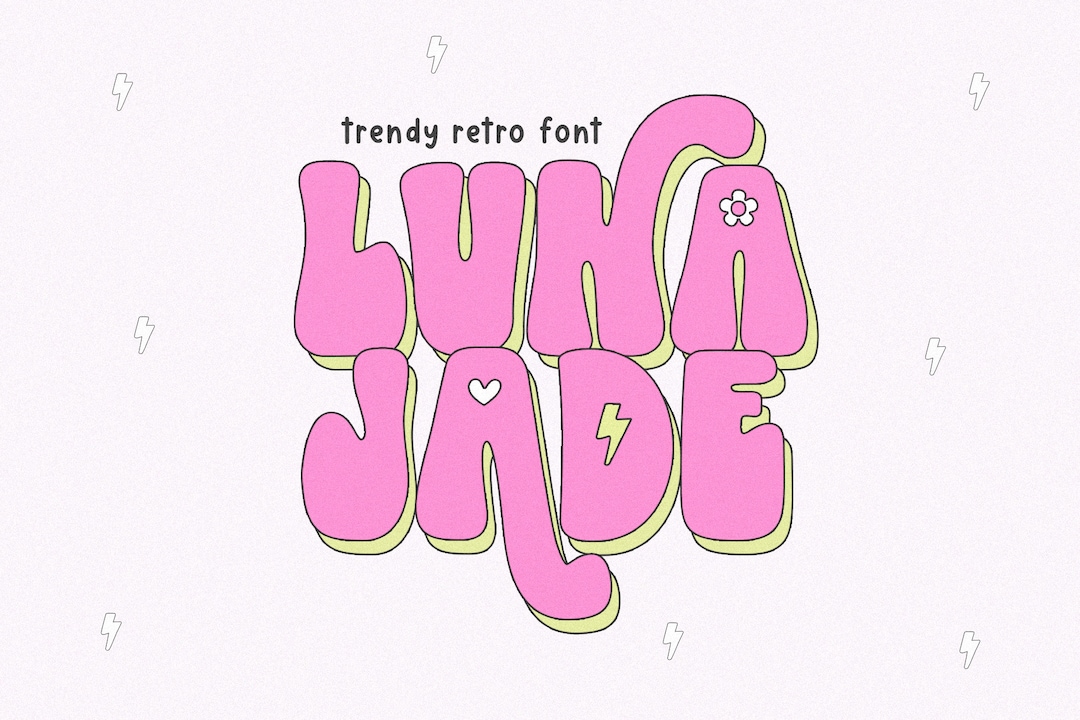 Luna Jade Retro Font - Groovy Font, Modern Font, Hippie Font, 70s Font ...