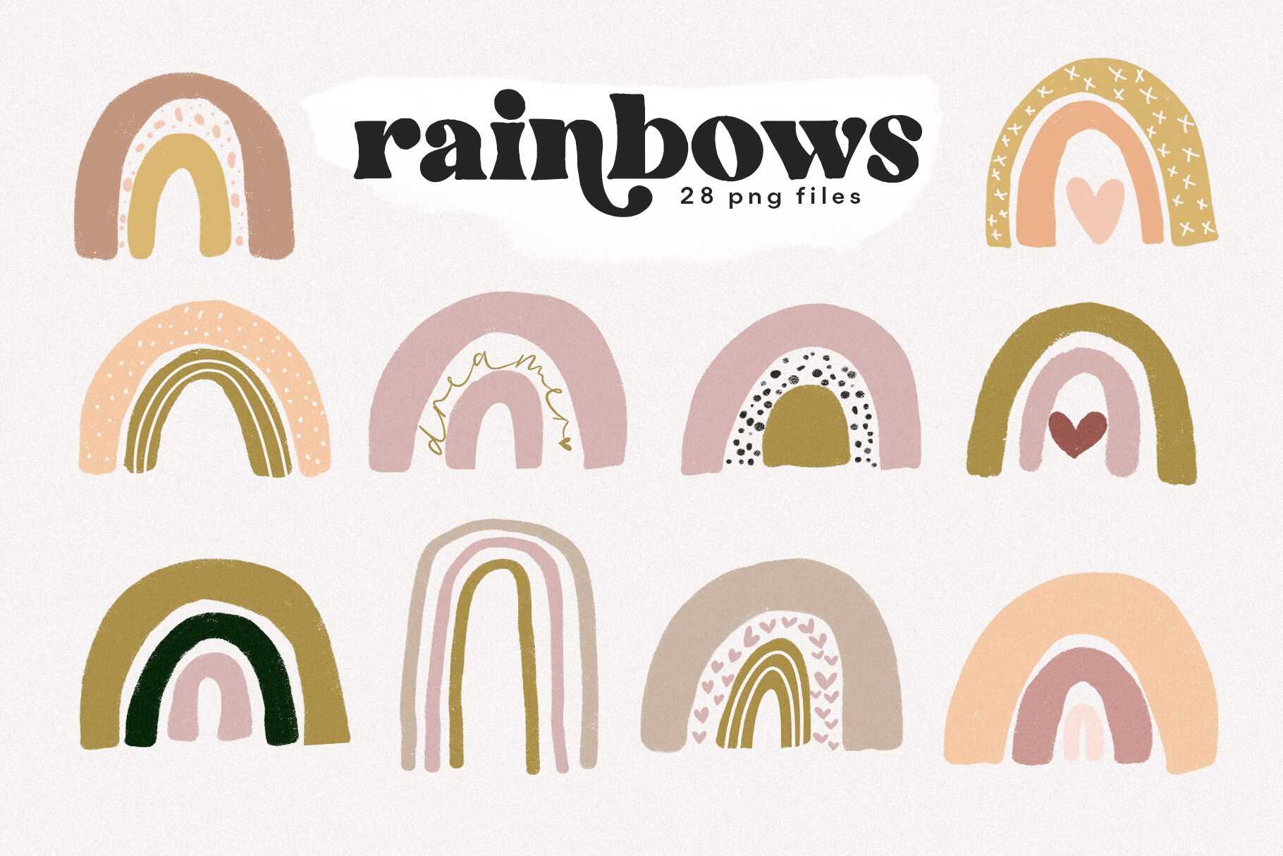 Modern Rainbows - Clip Art Collection - Etsy