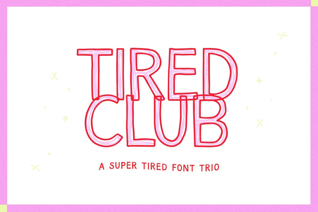 Tired Club Font - Outline Font, Scribble Font, Font Bundle, Cricut ...