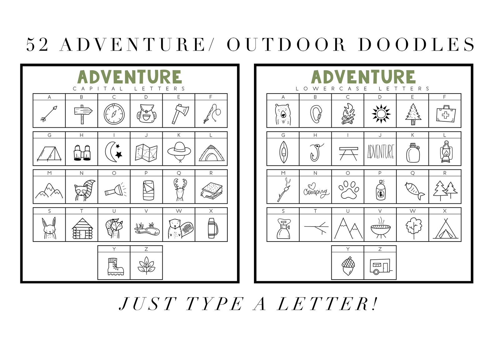 Adventure - A Hand-drawn Doodle Font - Camping/outdoors - TTF - Etsy