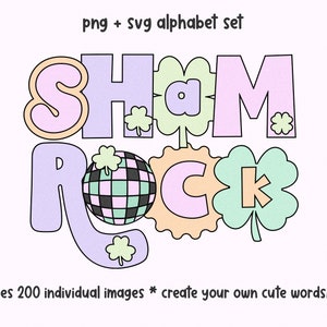Sham Rock Alphabet Set - PNG Retro Letters, St. Patrick's Day Letters ...