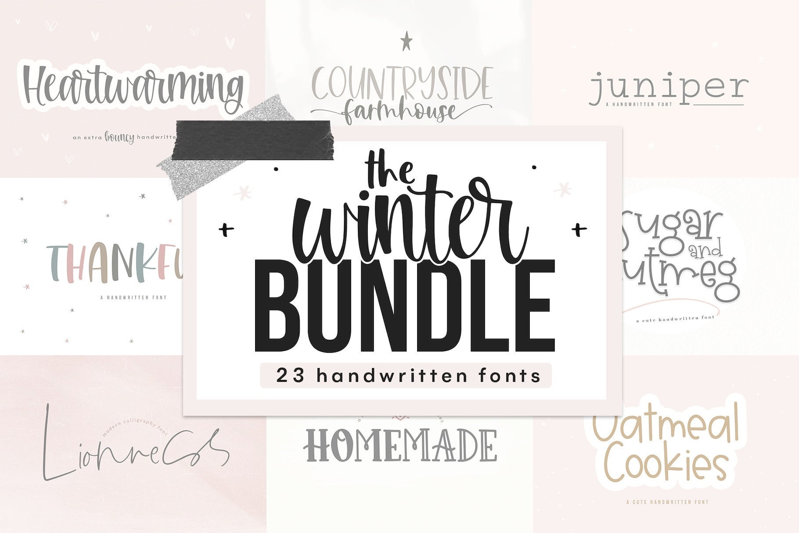 WINTER FONT BUNDLE Handwritten Fonts Script Fonts - Etsy