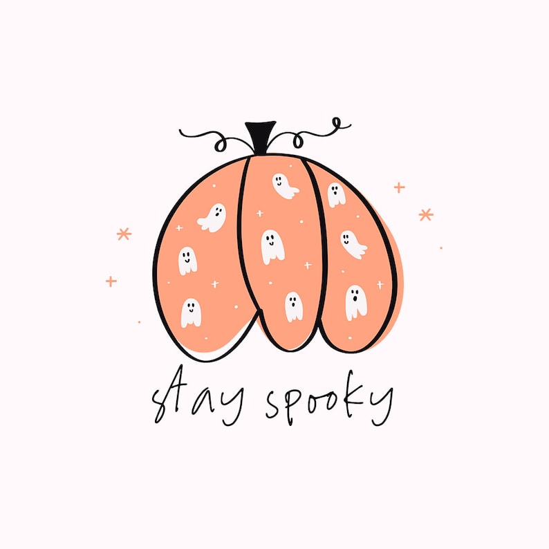 Pumpkins Clip Art, Modern Clip Art, Boho Halloween, Cute Ghosts, Spooky ...