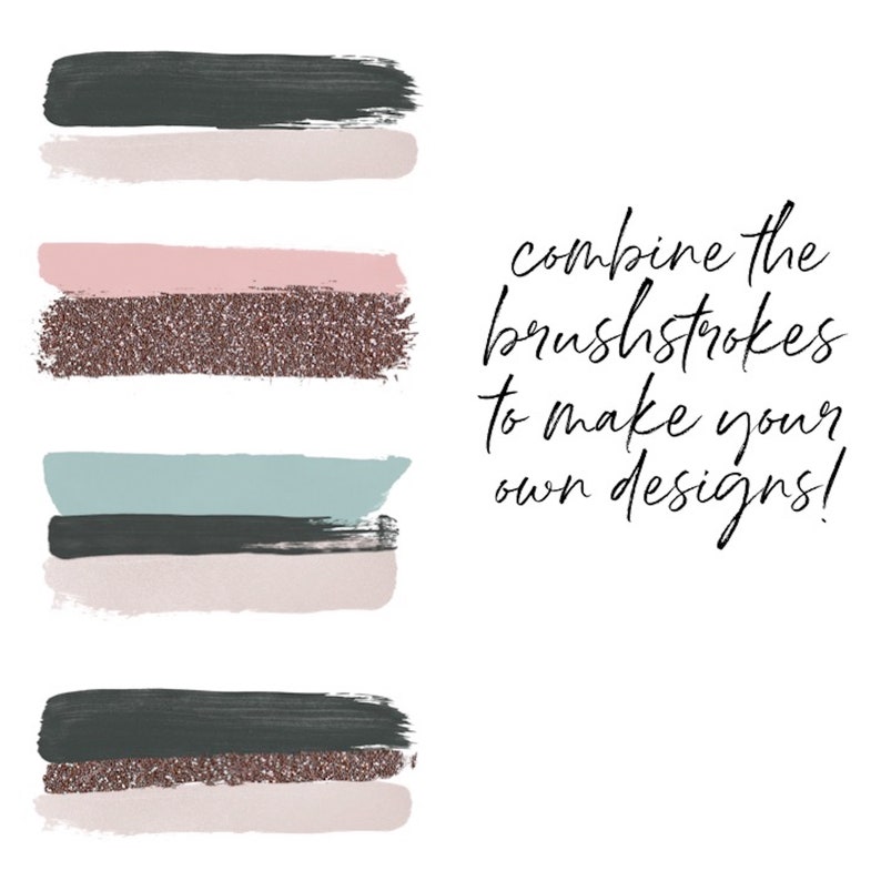 Pink and Slate Grey Brushstrokes - Watercolor Clipart [hamptons] - Etsy