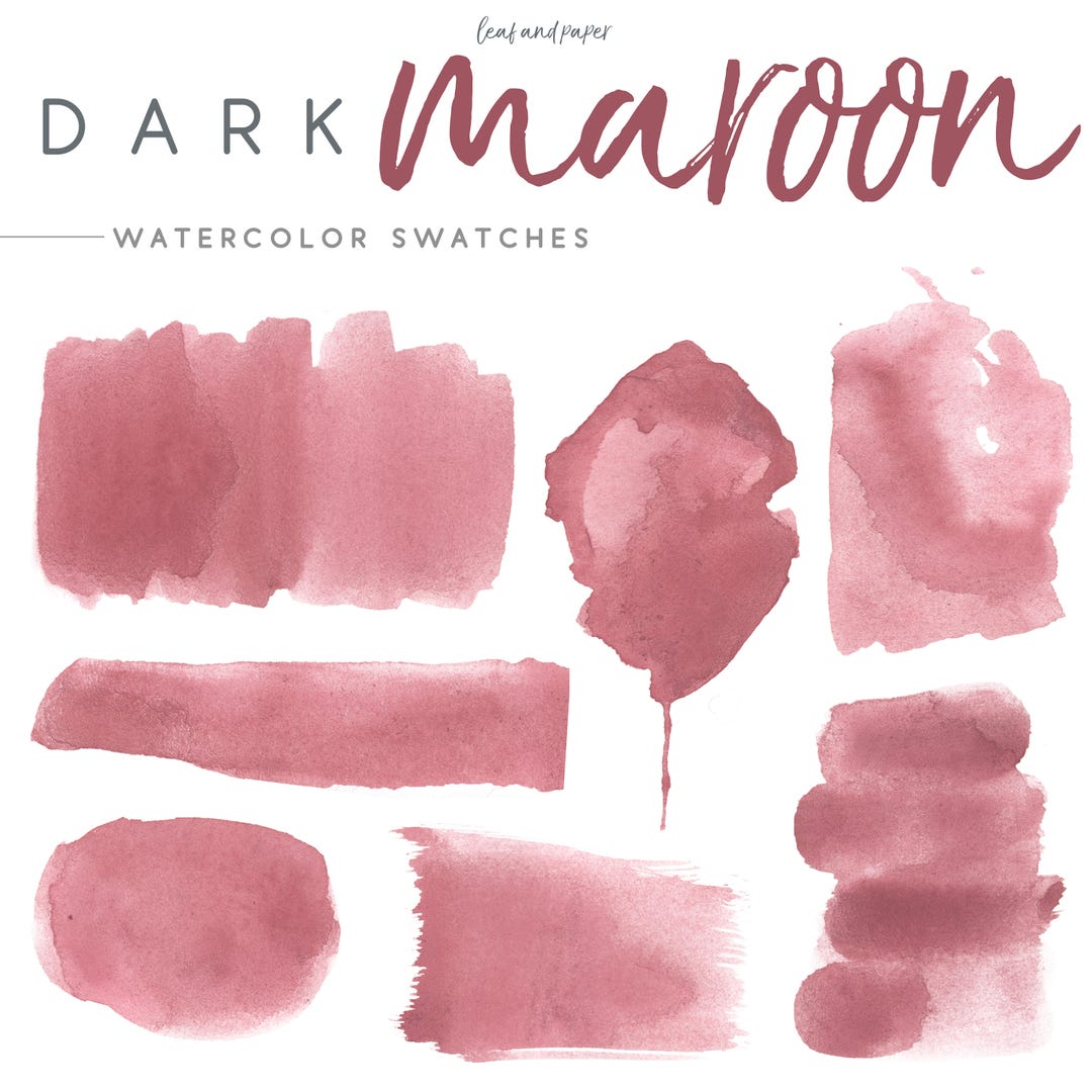 Watercolor Maroon Swatches - Watercolor Clipart - Brushstrokes for ...