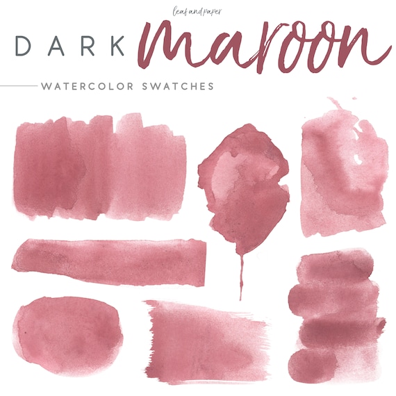Watercolor Maroon Swatches Watercolor Clipart Brushstrokes | Etsy
