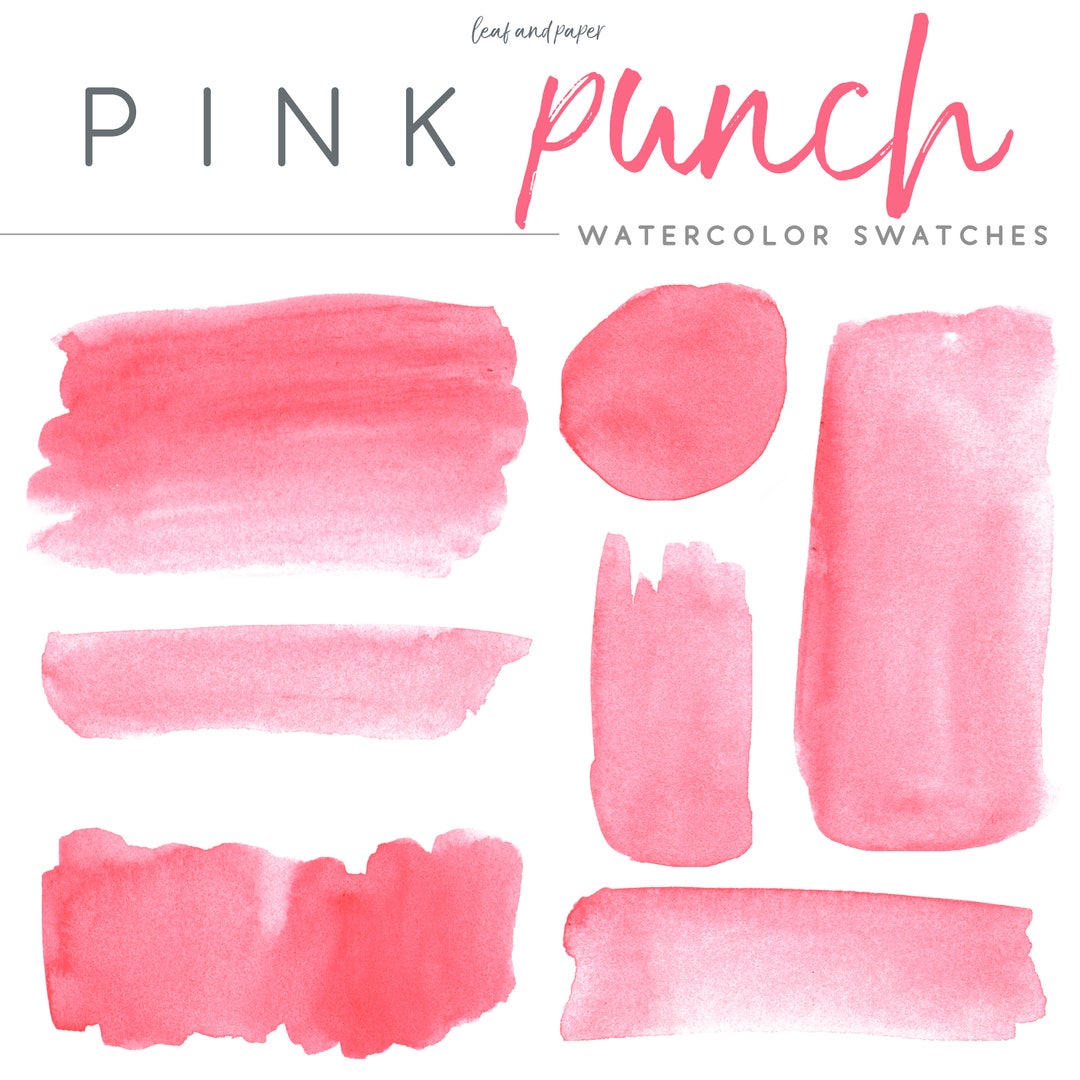 Watercolor CORAL PINK PUNCH Swatches - Watercolor Clipart ...