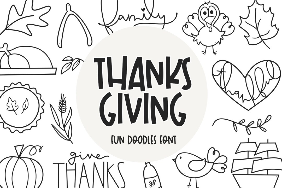 Gobble Gobble Font - Doodle Font, Thanksgiving Font, Thanksgiving ...