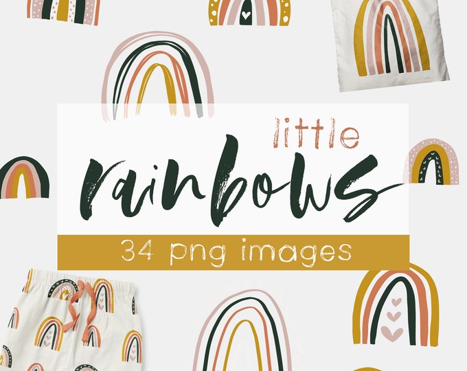 Boho Rainbows Clip Art Set | Cute Digital Images | for Scrapbooks, Card ...
