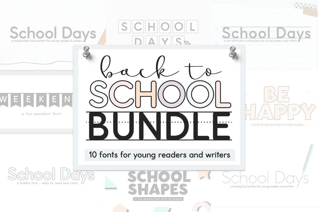 School Fonts Bundle - Tracing Fonts, Handwriting Lines Fonts, Cricut ...