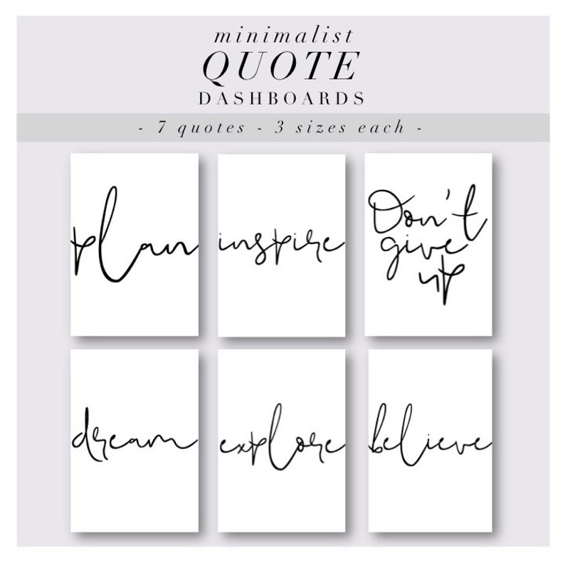 Minimalist Quotes - Printable Dashboards, Planners, Planner Covers ...