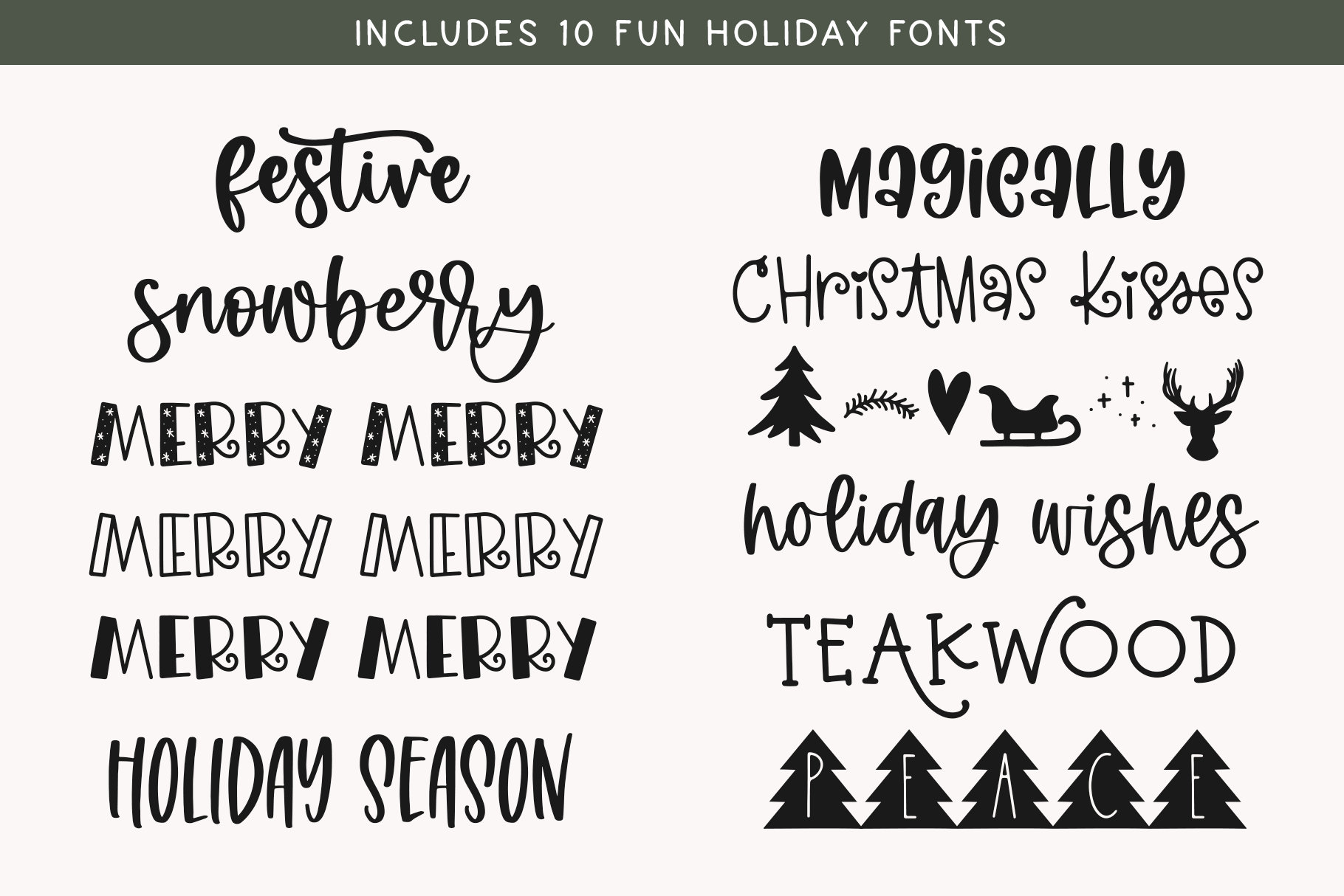 Christmas Font Bundle Crafty Font Bundle Cricut Fonts - Etsy