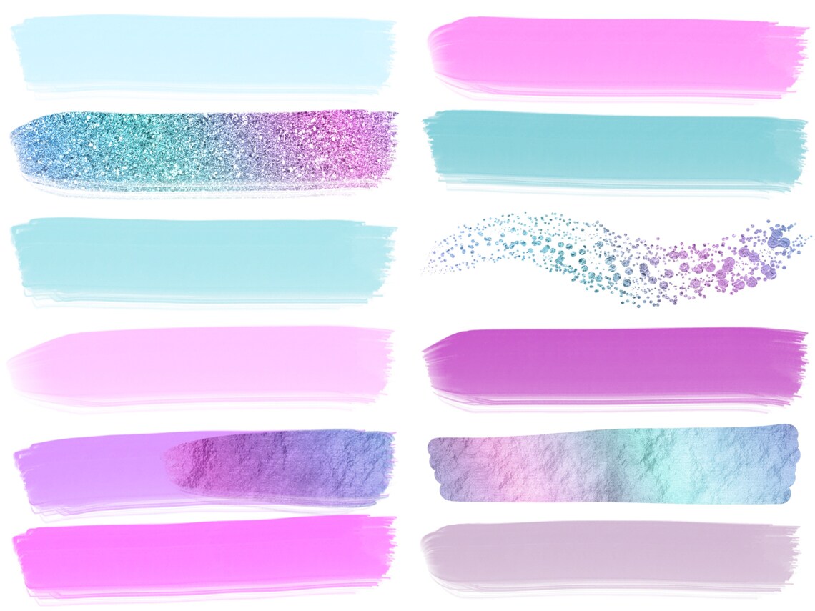 Watercolor Unicorn Brushstrokes Unicorn Clipart Glitter | Etsy