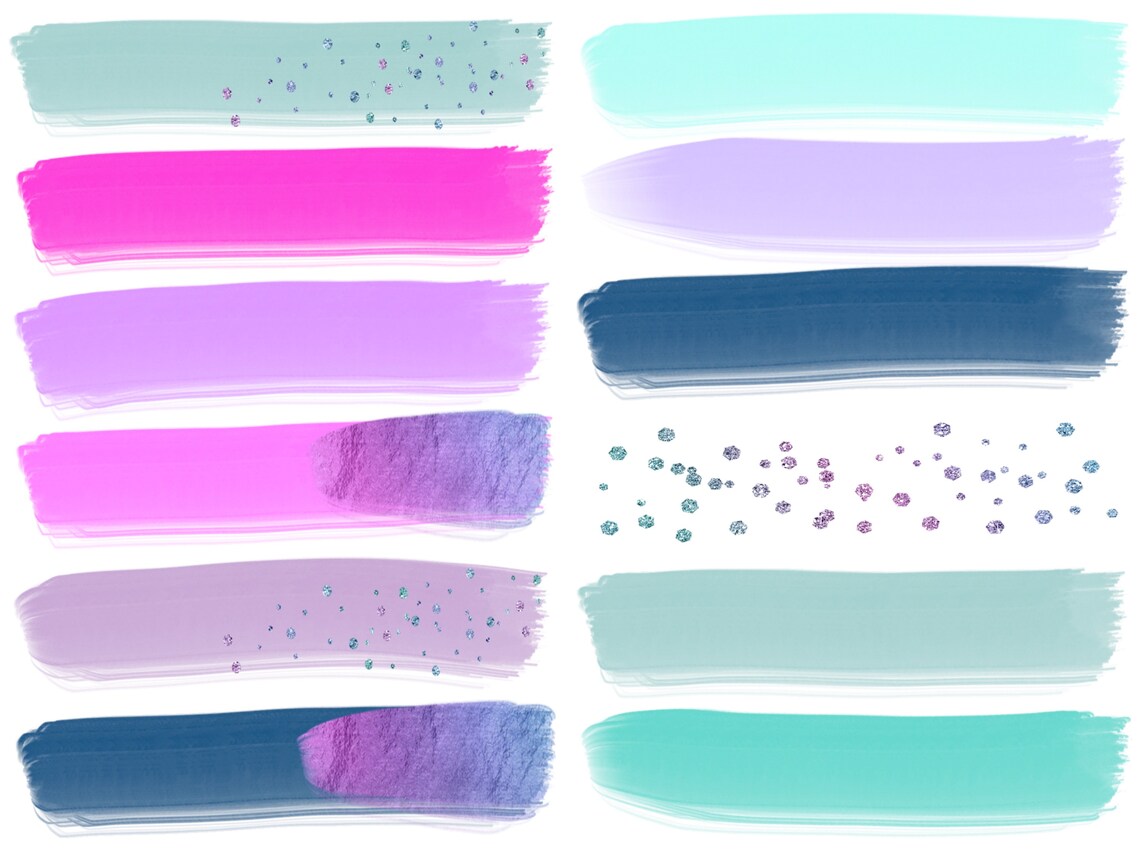 Watercolor Unicorn Brushstrokes Unicorn Clipart Glitter | Etsy