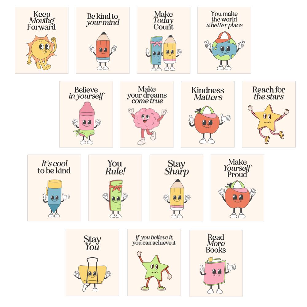 Retro Classroom Poster Set - Retro Characters Posters, Classroom Decor ...