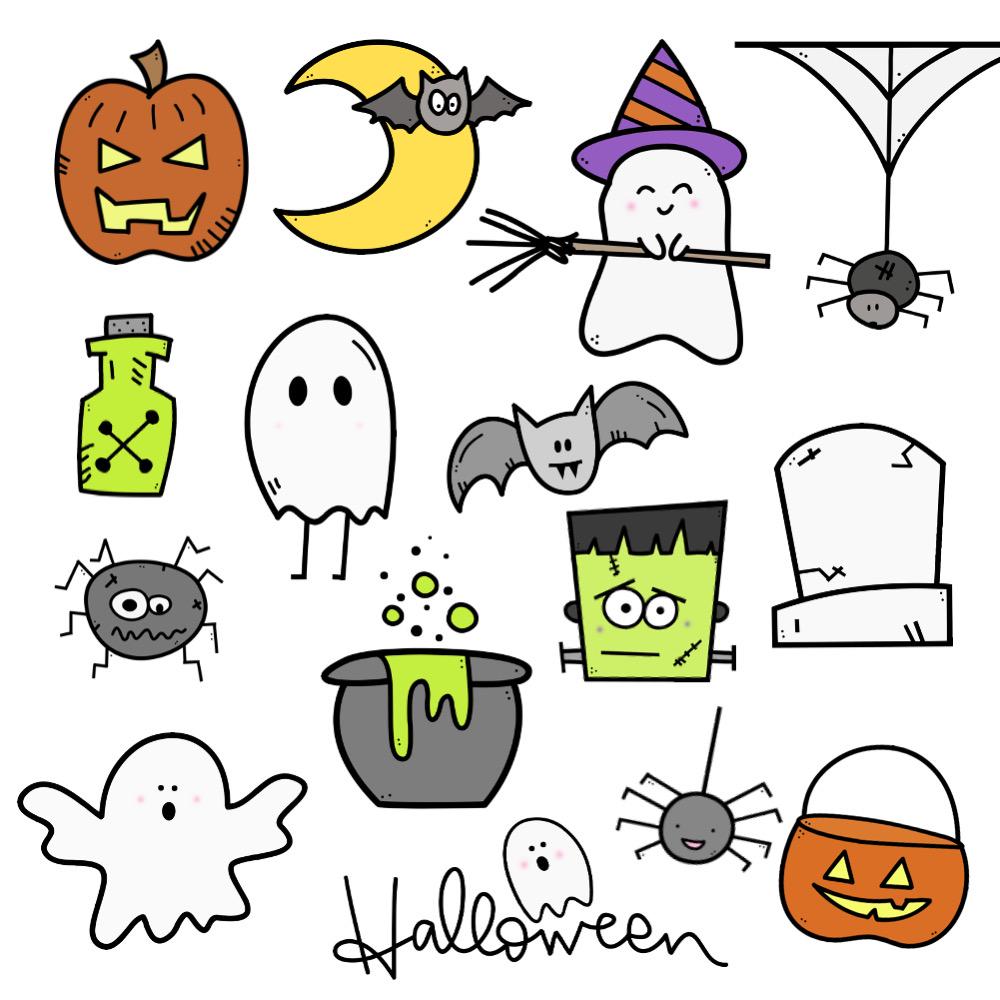 Cute Fall and Halloween Clip Art - Halloween Illustrations, Fall ...
