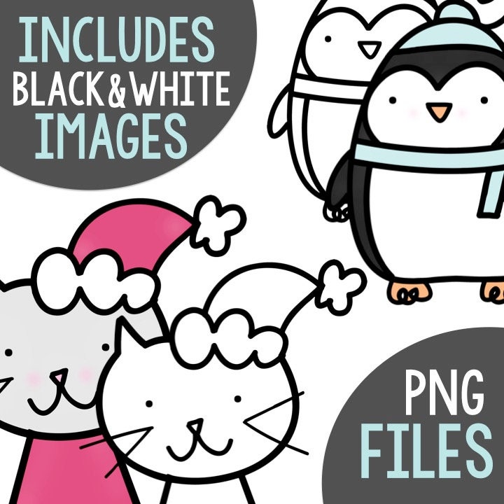 Cute Winter & Christmas Clip Art Christmas Illustrations - Etsy