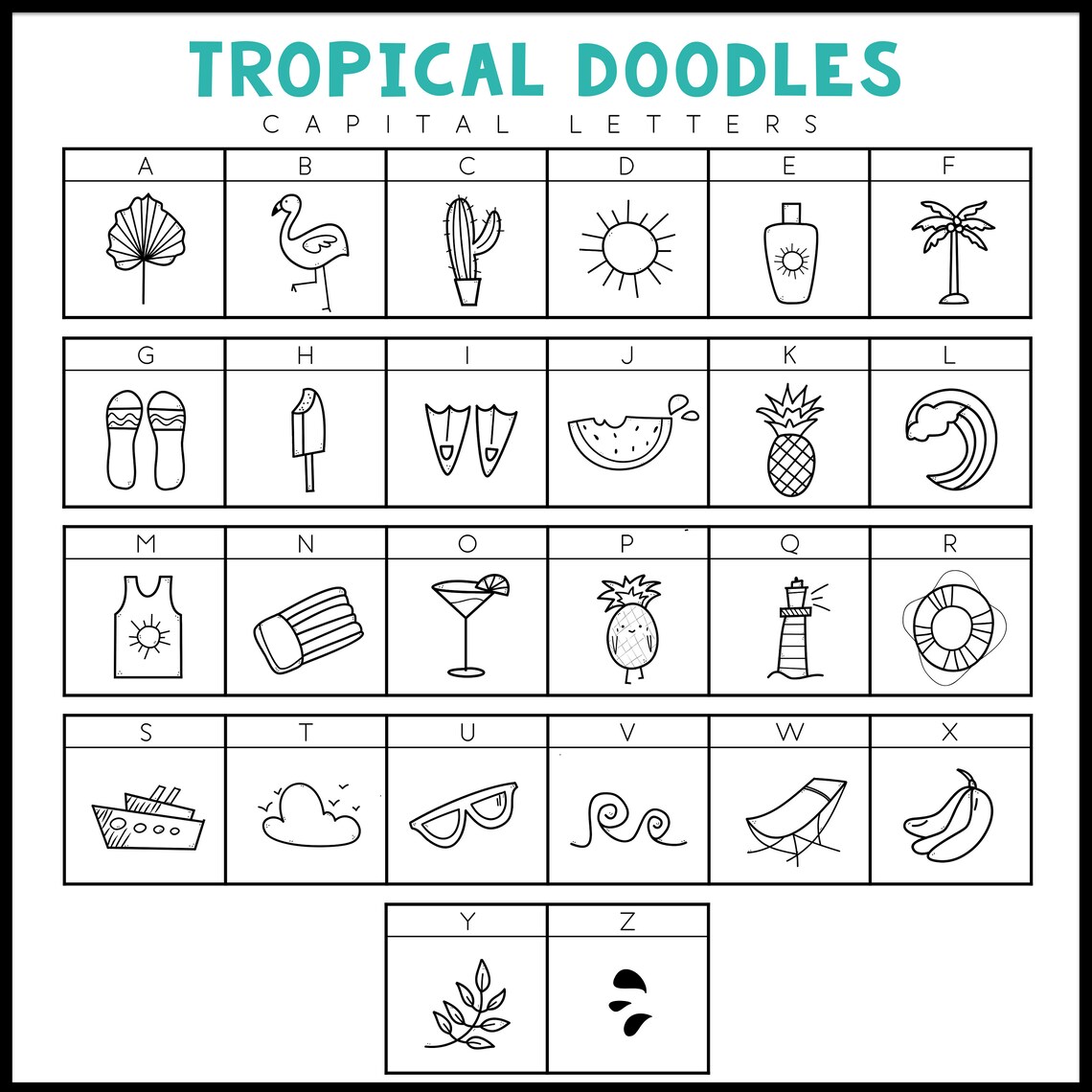 Tropical Doodles A Hand-drawn Doodle Font Summer Doodles - Etsy