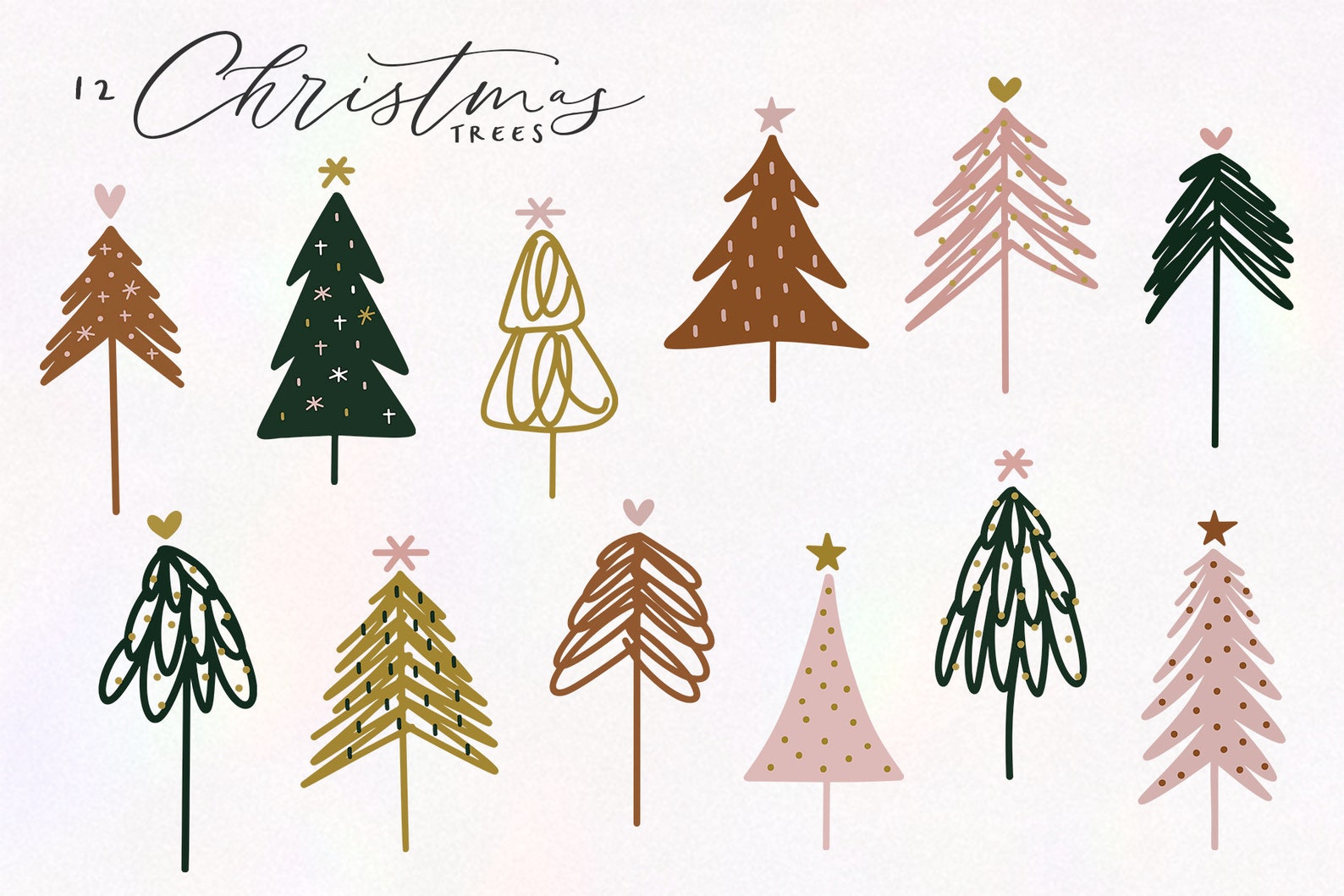 Boho Christmas Trees SVG and PNG Files Messy Christmas Trees - Etsy