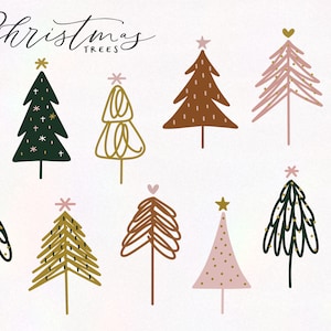 Boho Christmas Trees SVG and PNG Files, Messy Christmas Trees ...