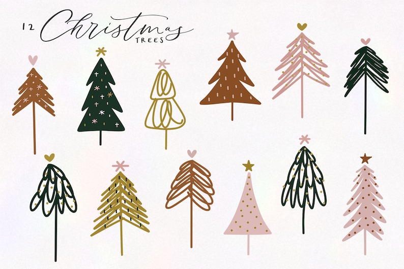 Boho Christmas Trees SVG and PNG Files Messy Christmas Trees - Etsy