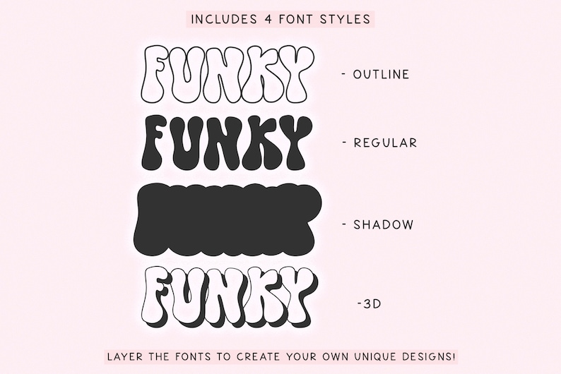 Stay Funky Font Retro Font Groovy Font Bubbly Font Shadow - Etsy