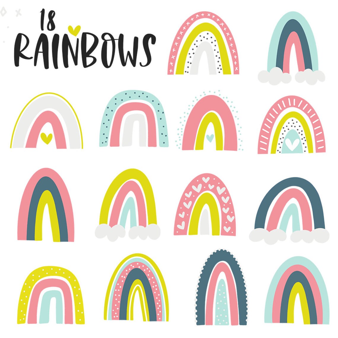 Rainbows Clip Art Modern Clip Art Collection Boho Rainbows - Etsy