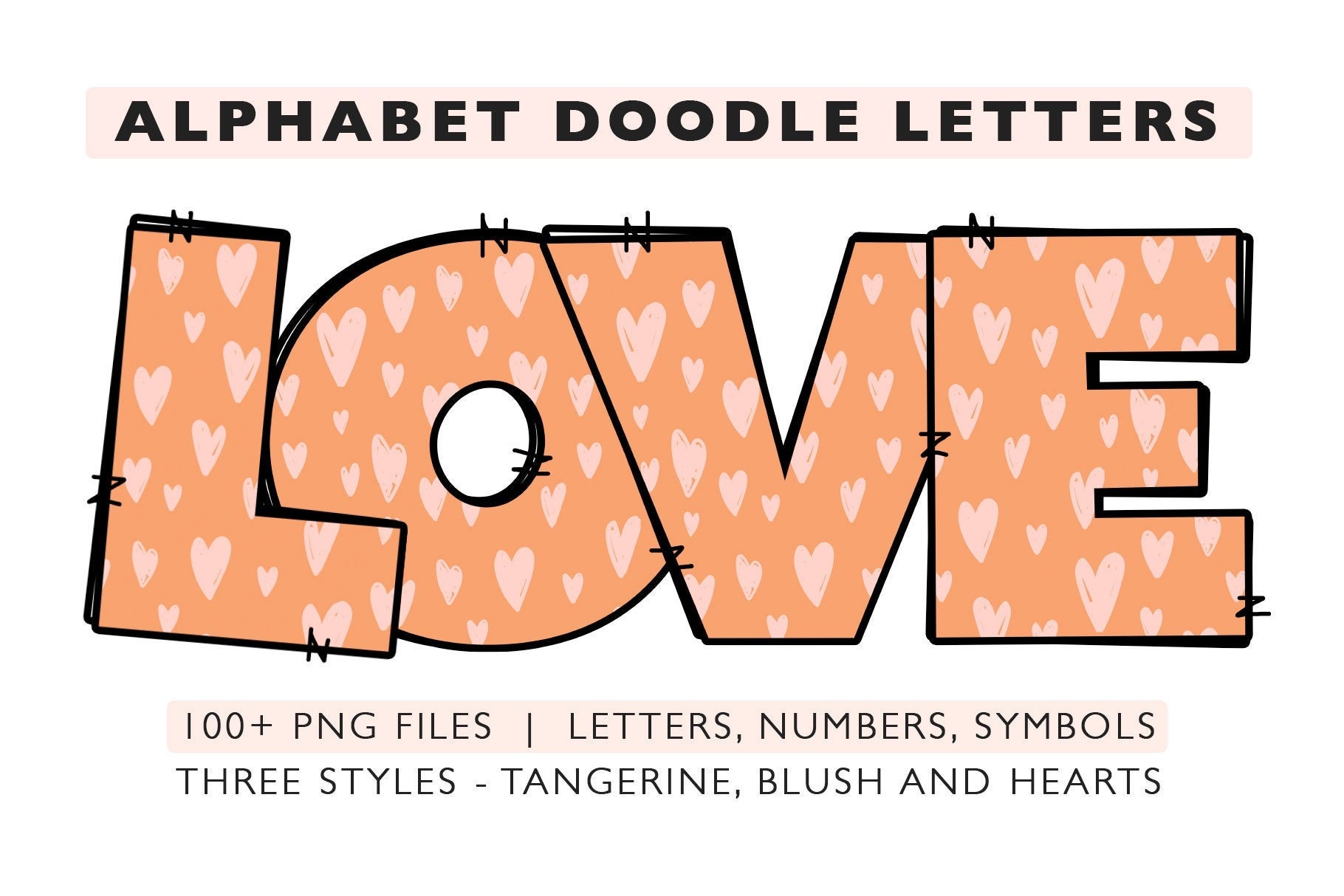 Doodle Alphabet Clip Art Set Valentine's Day Alphabet - Etsy