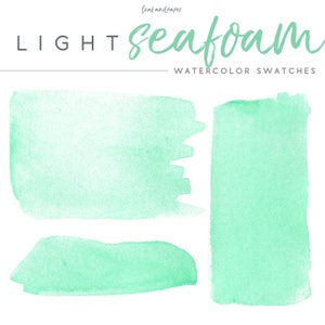 Watercolor SEAFOAM GREEN Swatches - Watercolor Clipart - Brushstrokes ...