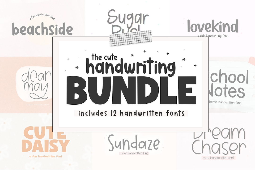 Font Bundle - Cute Fonts, Handwriting Fonts, Cricut Font Bundle ...