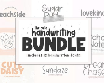 Sarah Bundle, Cute Fonts, Handwriting Fonts, Cricut Font Bundle ...