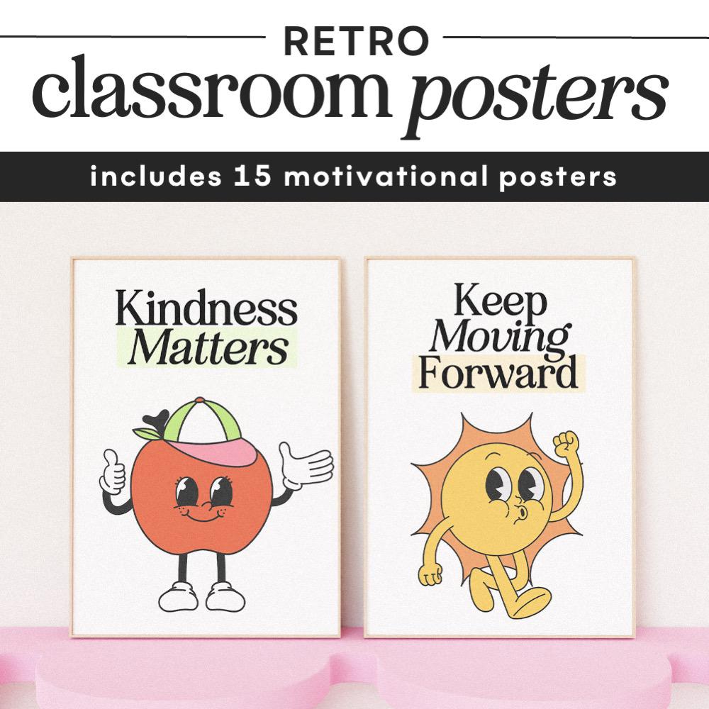 Retro Classroom Poster Set - Retro Characters Posters, Classroom Decor ...