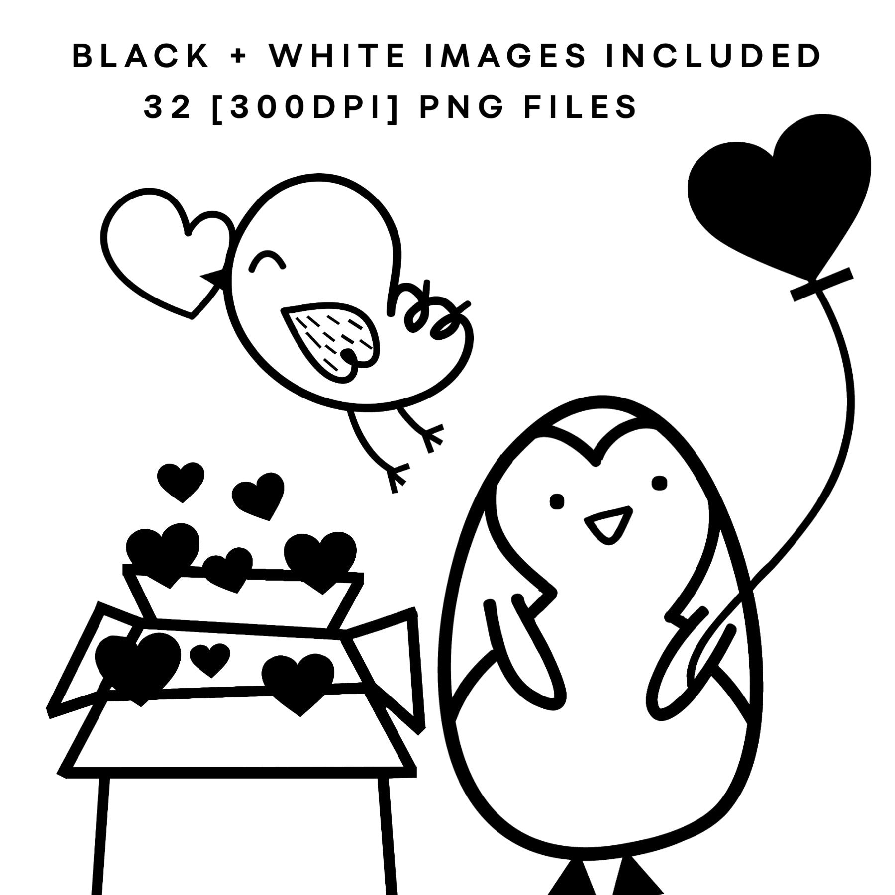 Cute Valentine's Day Clip Art Love Illustrations Hearts | Etsy