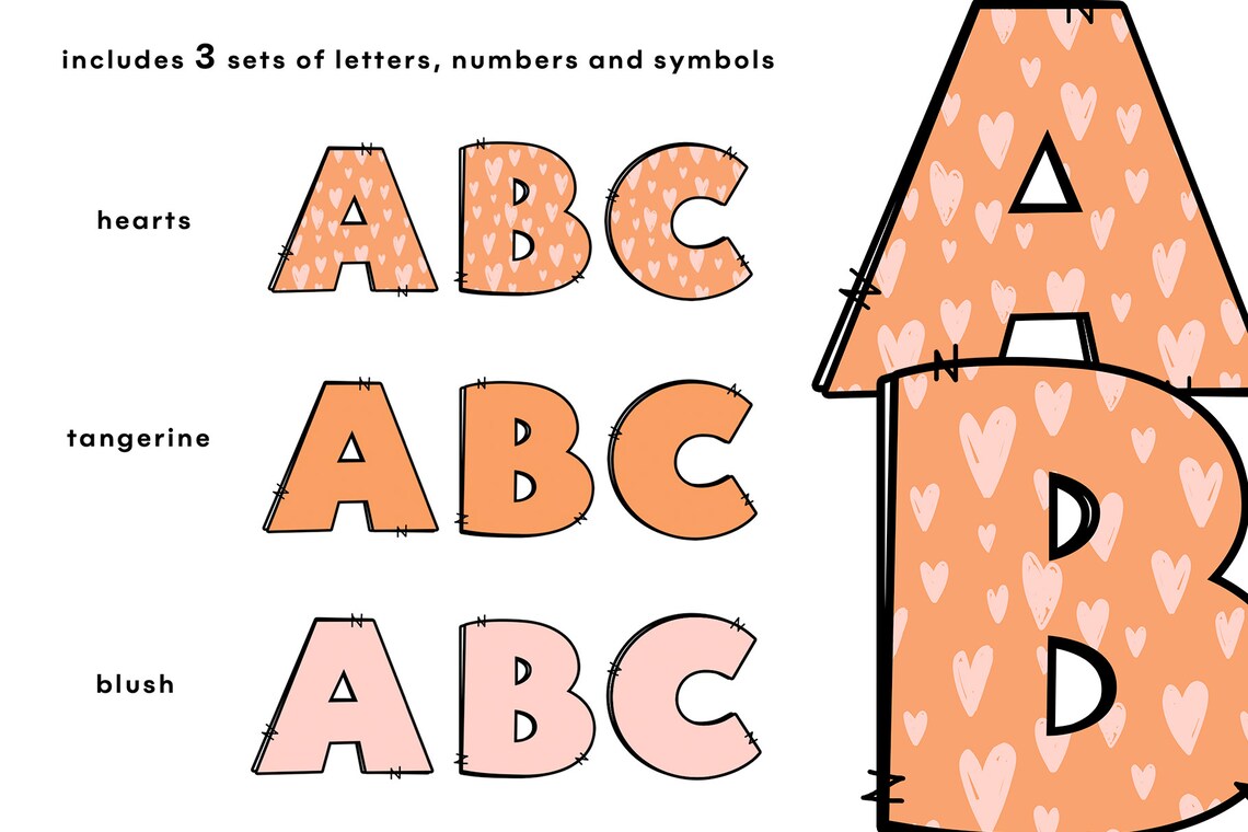 Doodle Alphabet Clip Art Set Valentine's Day Alphabet - Etsy