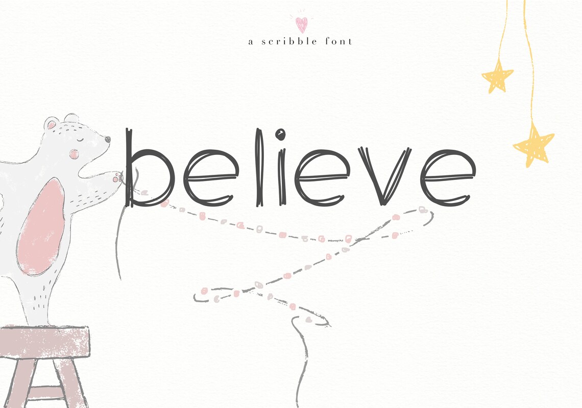 Believe - Handwritten Scribble Font - TTF / OTF - Etsy