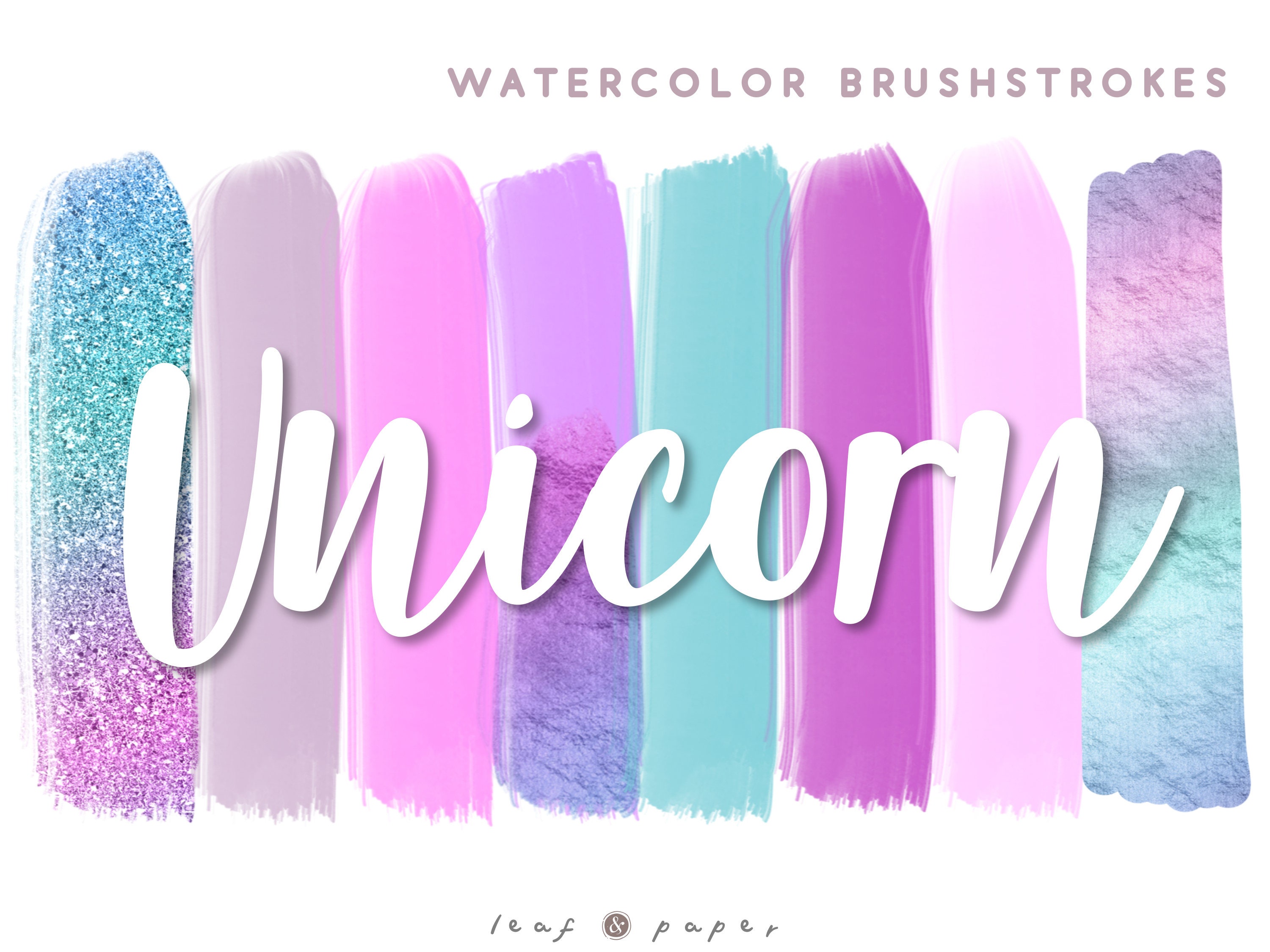 Watercolor Unicorn Brushstrokes Unicorn Clipart Glitter - Etsy