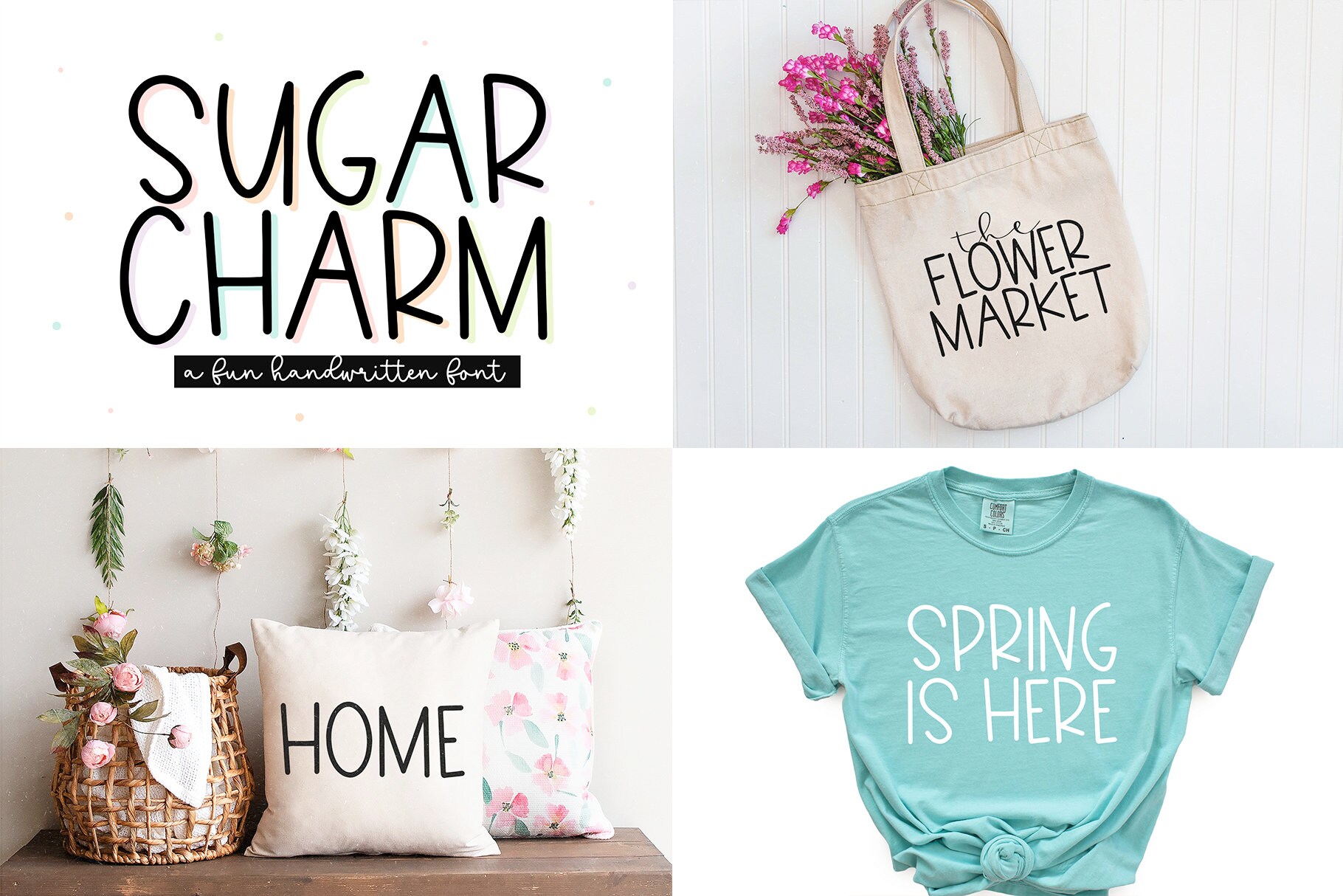 Spring Font Bundle - Fonts for Crafters, Cricut Font Bundle, Farmhouse ...