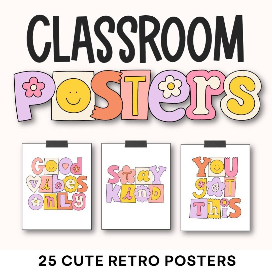Retro Classroom Poster Set Ransom Quotes Retro Posters - Etsy