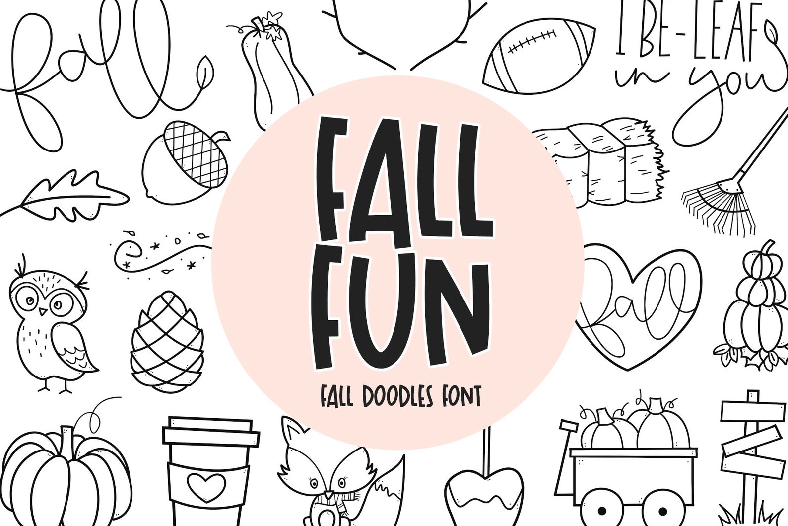 Fall Fun Font Doodle Font Fall Fonts Pumpkin Font Autumn - Etsy