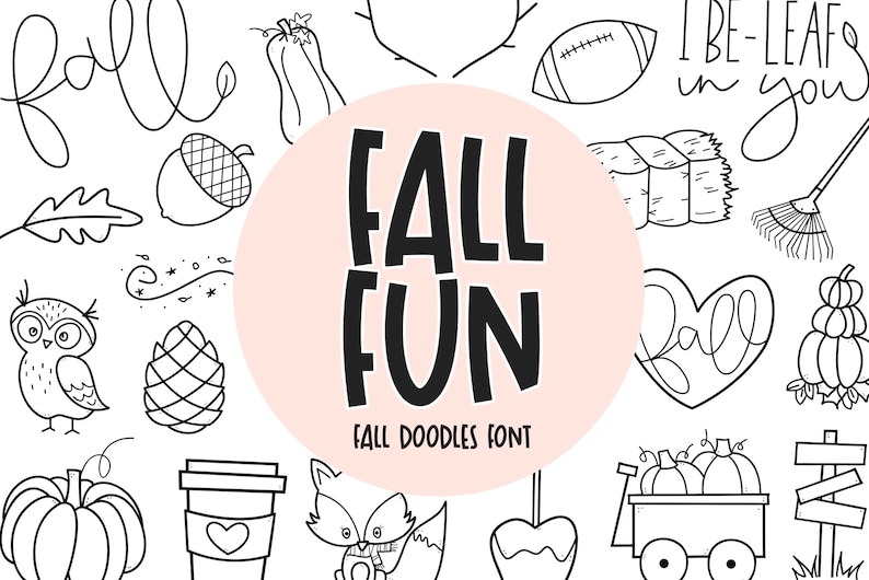 Fall Fun Font Doodle Font Fall Fonts Pumpkin Font Autumn - Etsy