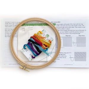 Woven Star Embroidery Kit, Colourful Rainbow Modern Hoop Art, Hand ...
