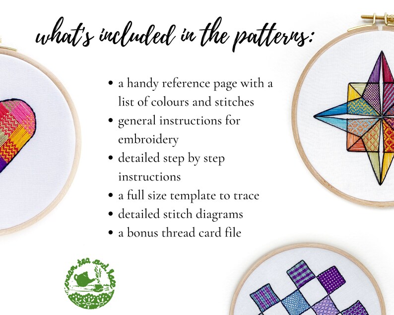 PDF PATTERN BUNDLE, 3 Modern Colourful Embroidery Patterns, 25% Off ...