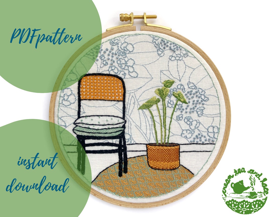 PDF Embroidery Pattern Interior Room, Colourful Modern Hand Embroidery ...