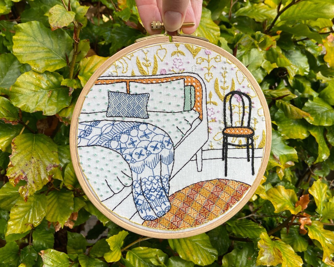 Modern Bedroom Embroidery Kit, Interior Embroidery Design, Diy Craft ...