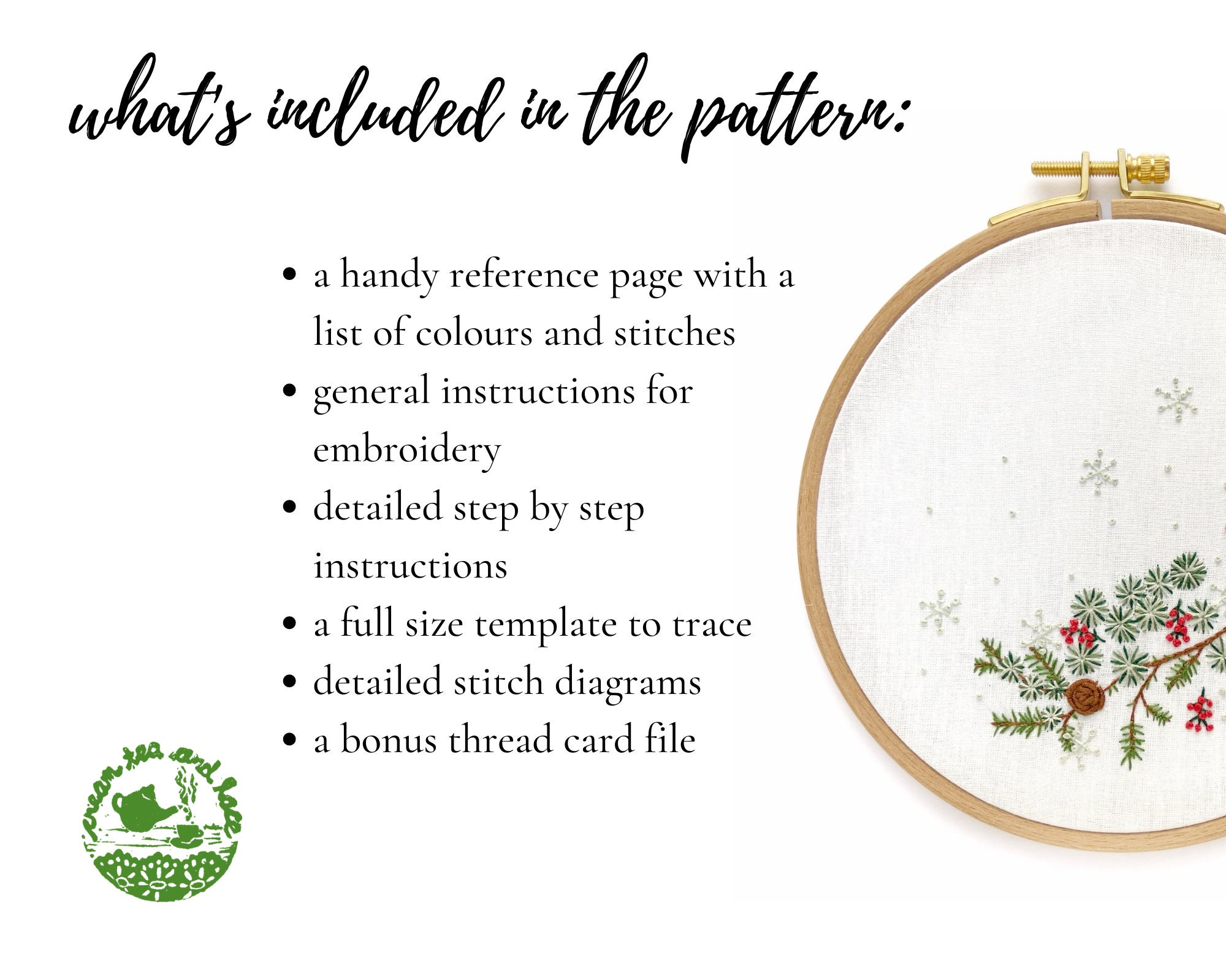 PDF PATTERN Winter Pine Embroidery, Botanical Embroidery Modern Hoop ...