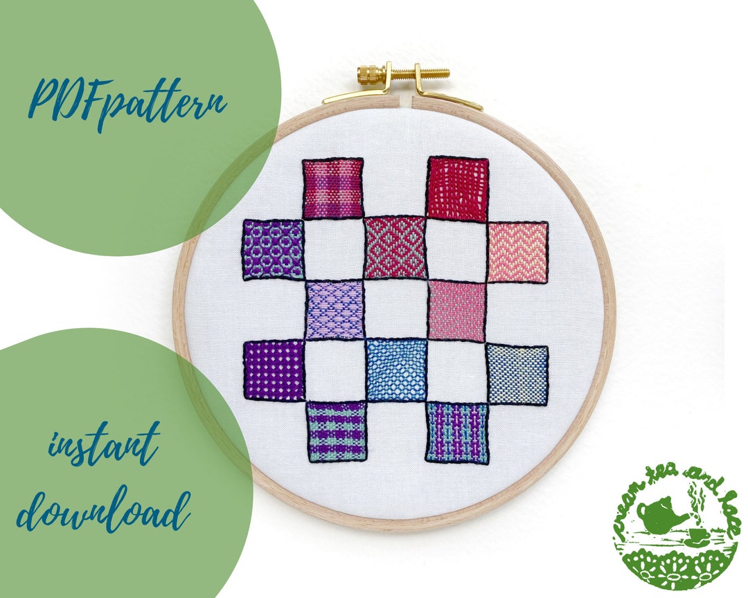 Embroidery Pattern Texture Sampler, PDF Pattern and Tutorial Woven ...