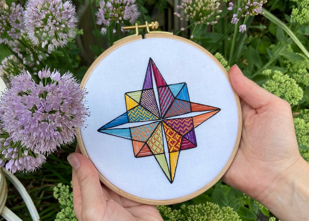 Woven Star Embroidery Kit, Colourful Rainbow Modern Hoop Art, Hand ...